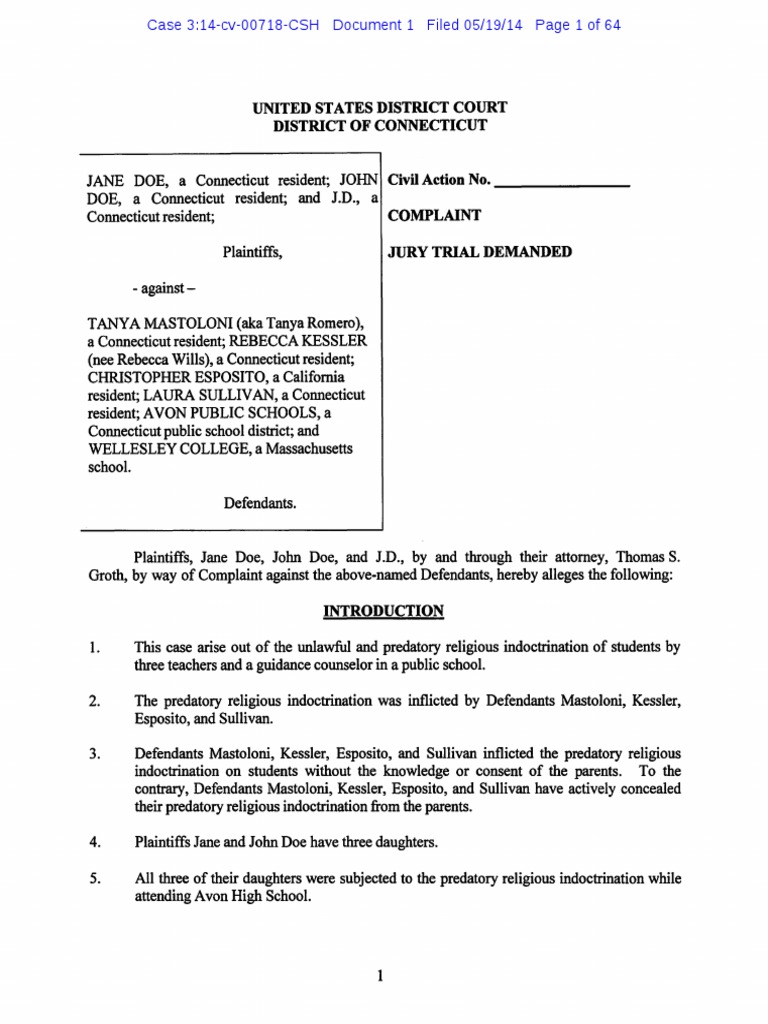 Mastoloni Et Al Complaint | Download Free PDF | Plaintiff | Complaint