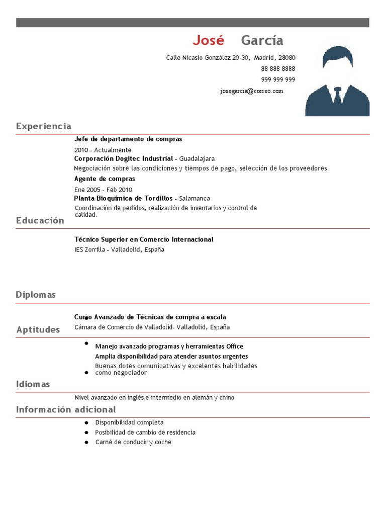 Curriculum Jefe de Compras | PDF