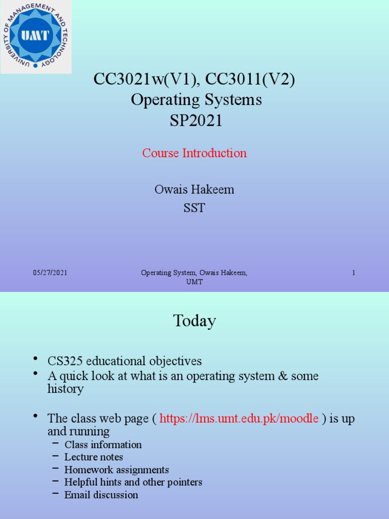 CC3021w (V1), CC3011 (V2) Operating Systems SP2021: Course Introduction | PDF | Operating System ...