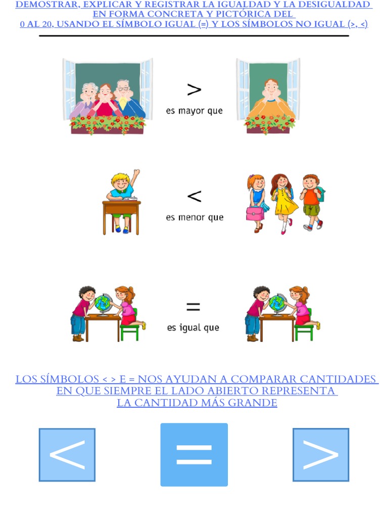 Los Símbolos E Nos Ayudan A Comparar Cantidades en Que Siempre El Lado ...