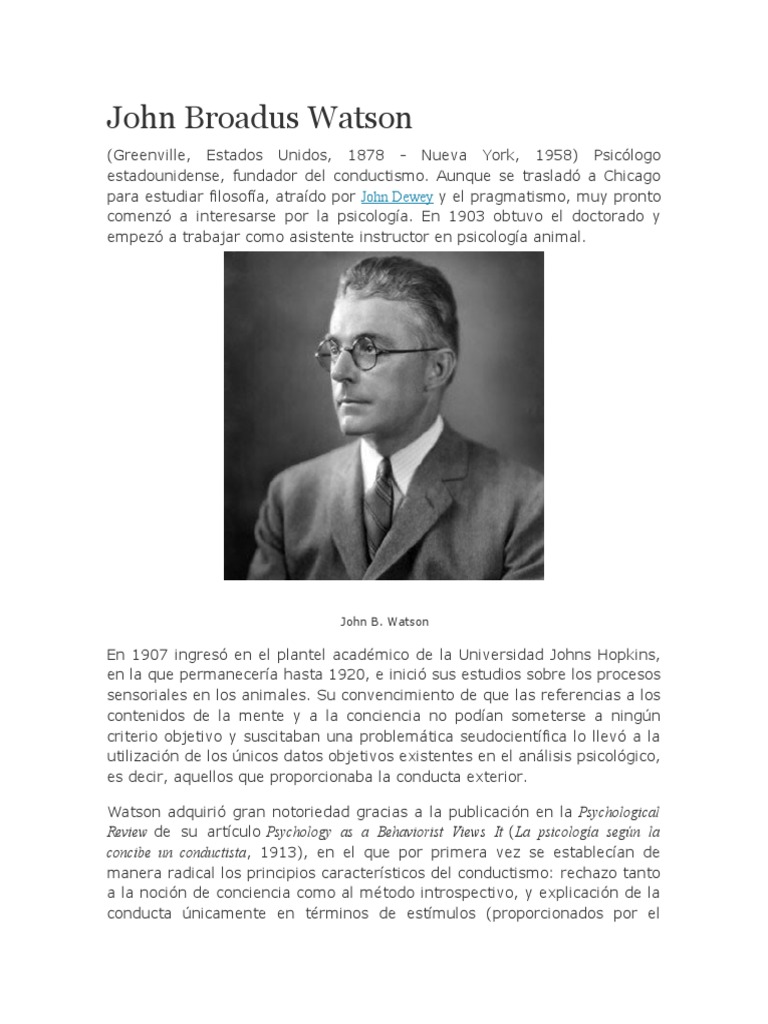 John Broadus Watson | PDF | Sicología | Science