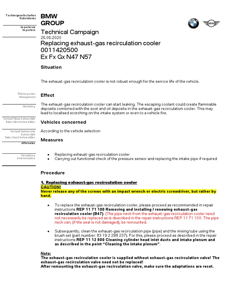 BMW EGR Recall | PDF | Turbocharger | Bmw