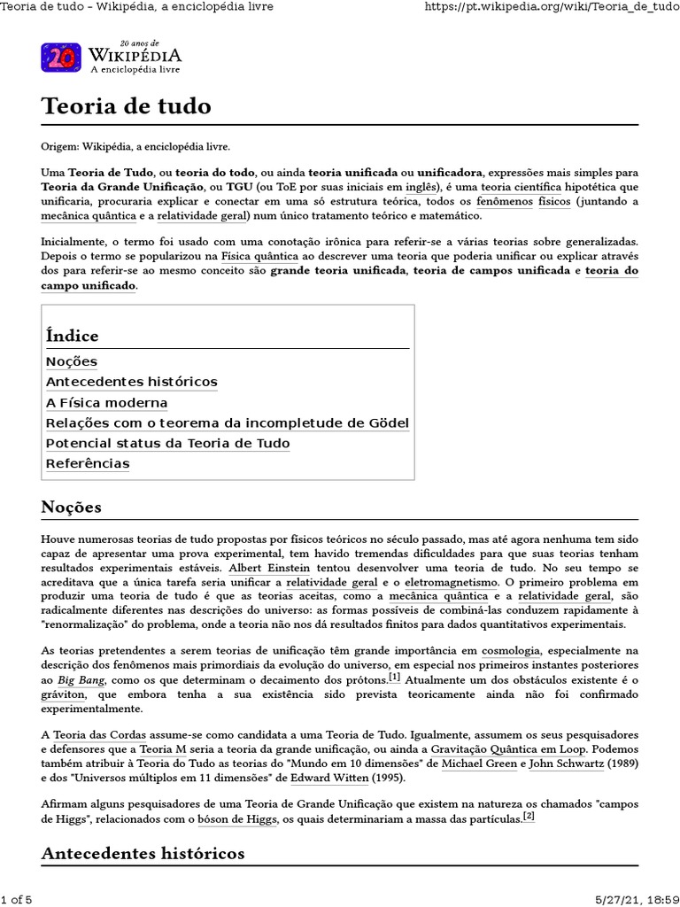 Uma explicação abrangente da teoria de tudo e suas implicações para ...
