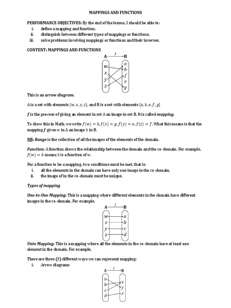 Mappings and Functions | PDF | Function (Mathematics) | Mathematical Logic