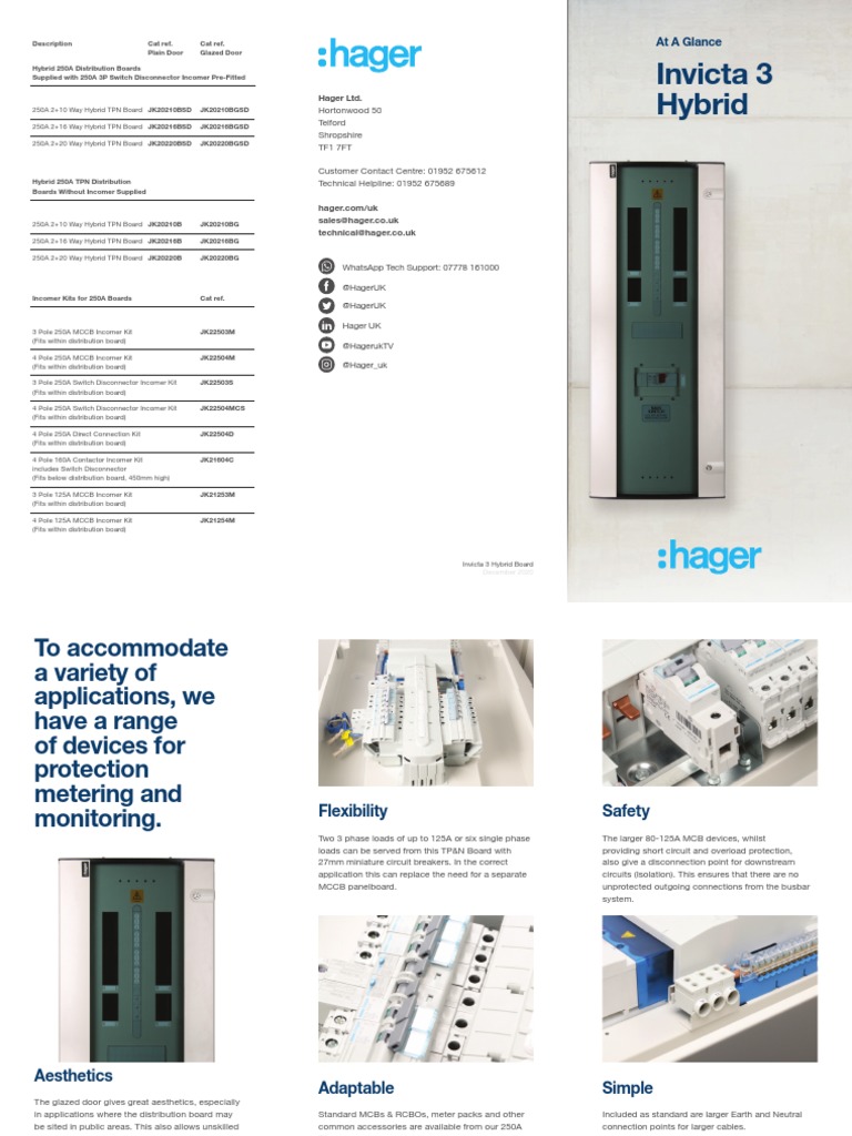 Overview and Specifications of Hager Ltd. 250A 3-Phase Hybrid ...
