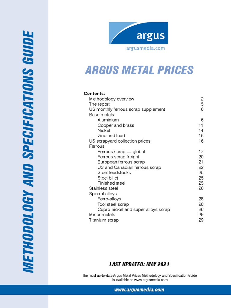 Argus Metal Prices: Contents | PDF | Scrap | Value (Economics)