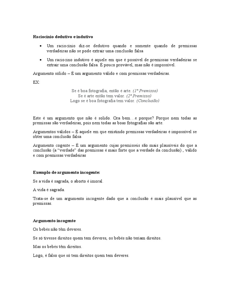 Tipos de Argumentos: Sólido e Válido | PDF | Filosofia