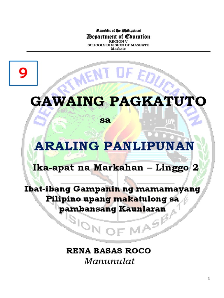 Slogan Bilang Isang Mamamayang Pilipino Panuto Bilang Isang Mamamayang