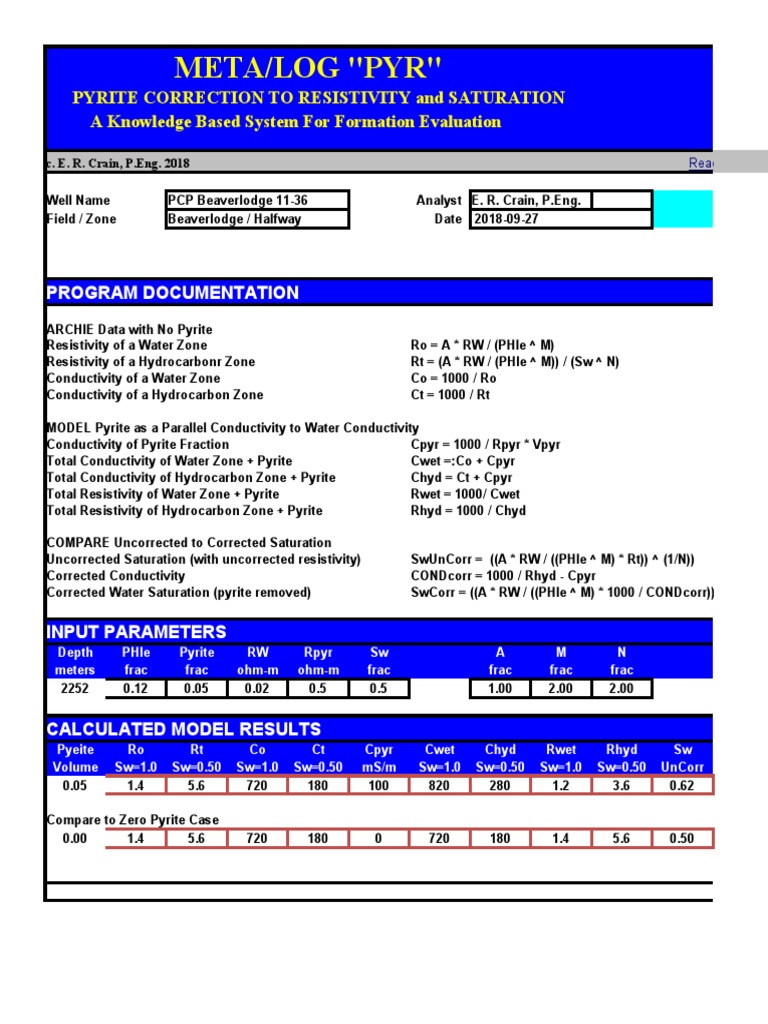 Wireline Logging Using Excel | PDF | Chemistry | Chemical Substances