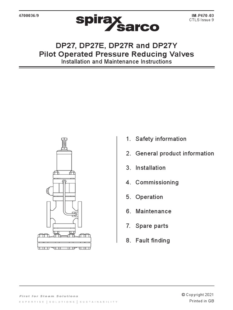 DP27, DP27E, DP27R and DP27Y Pilot Operated Pressure Reducing Valves ...
