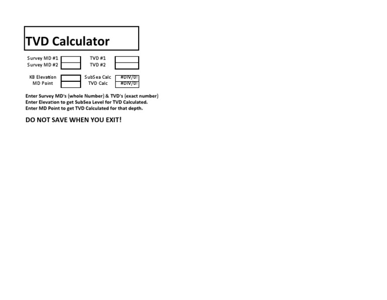 TVD True Vertical Depth Calculator | PDF | Teaching Methods & Materials ...