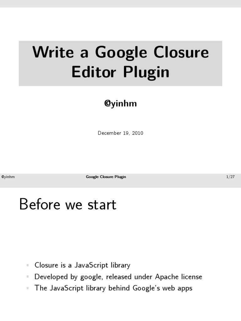 Writing A Google Closure Editor Plugin | PDF | Inheritance (Object ...