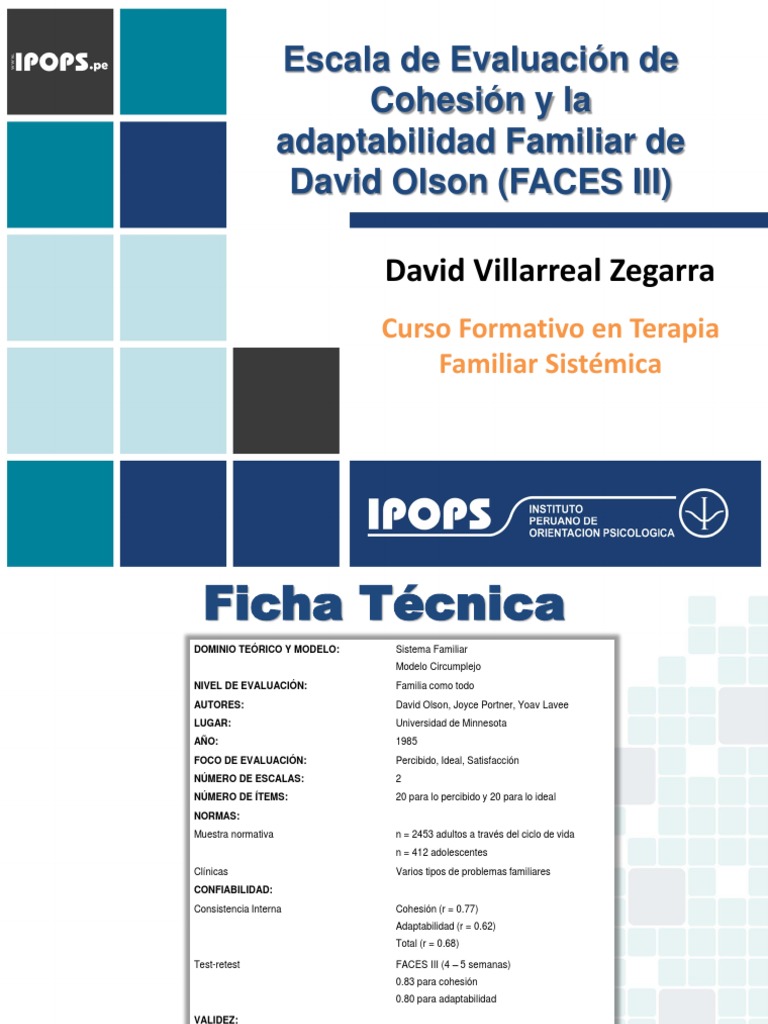 Escala de Evaluación de Cohesión y Adaptabilidad Familiar de David Olson (FACES III) | PDF | Las ...