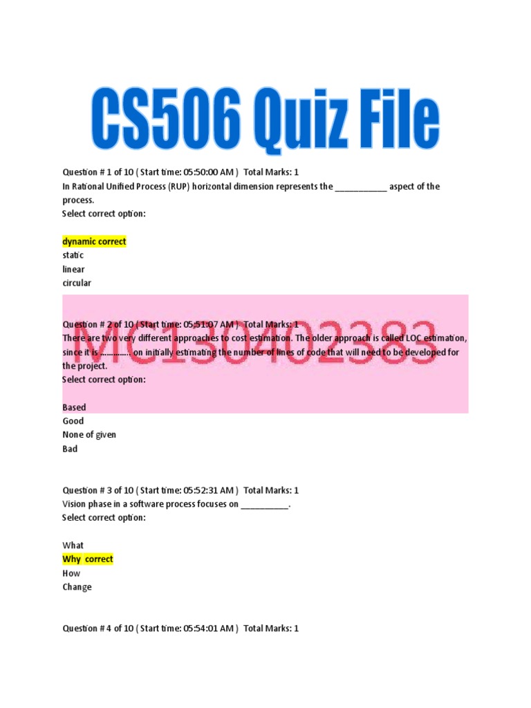 cs506 Solved Mega Quiz File With Reference 1 | Download Free PDF | Java ... cs506 Solved Mega Quiz File With Reference 1 | Download Free PDF | Java ...