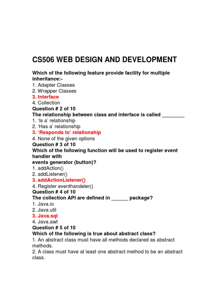 CS506 MCQS For Papers and Quize | PDF | Class (Computer Programming) | Computer Programming