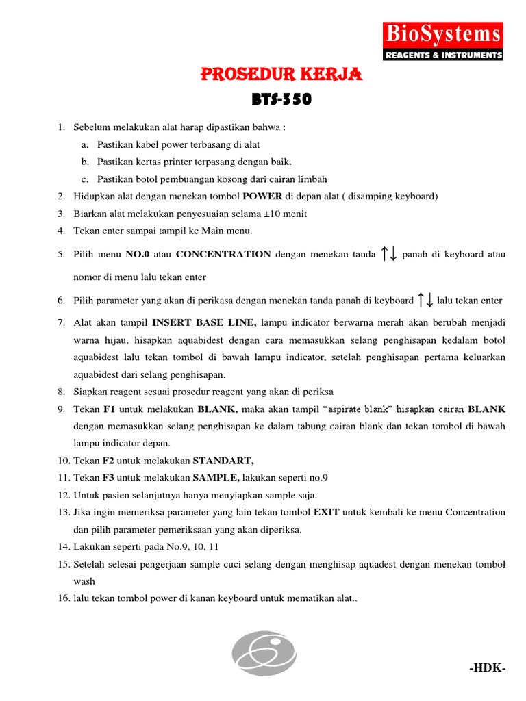 Prosedur Kerja bts-350 Baru | PDF