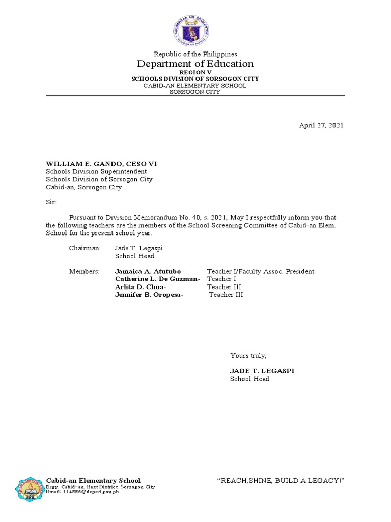 Department of Education: William E. Gando, Ceso Vi | PDF | Business