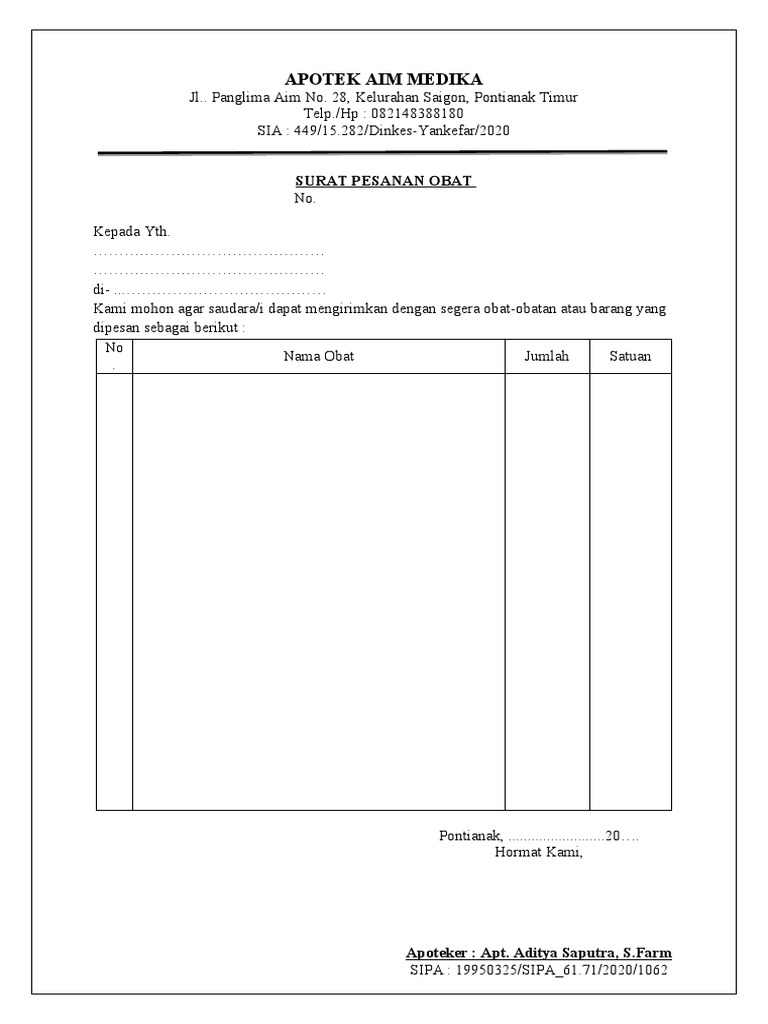 SP Biasa Dan Oot Apotek Aim | PDF