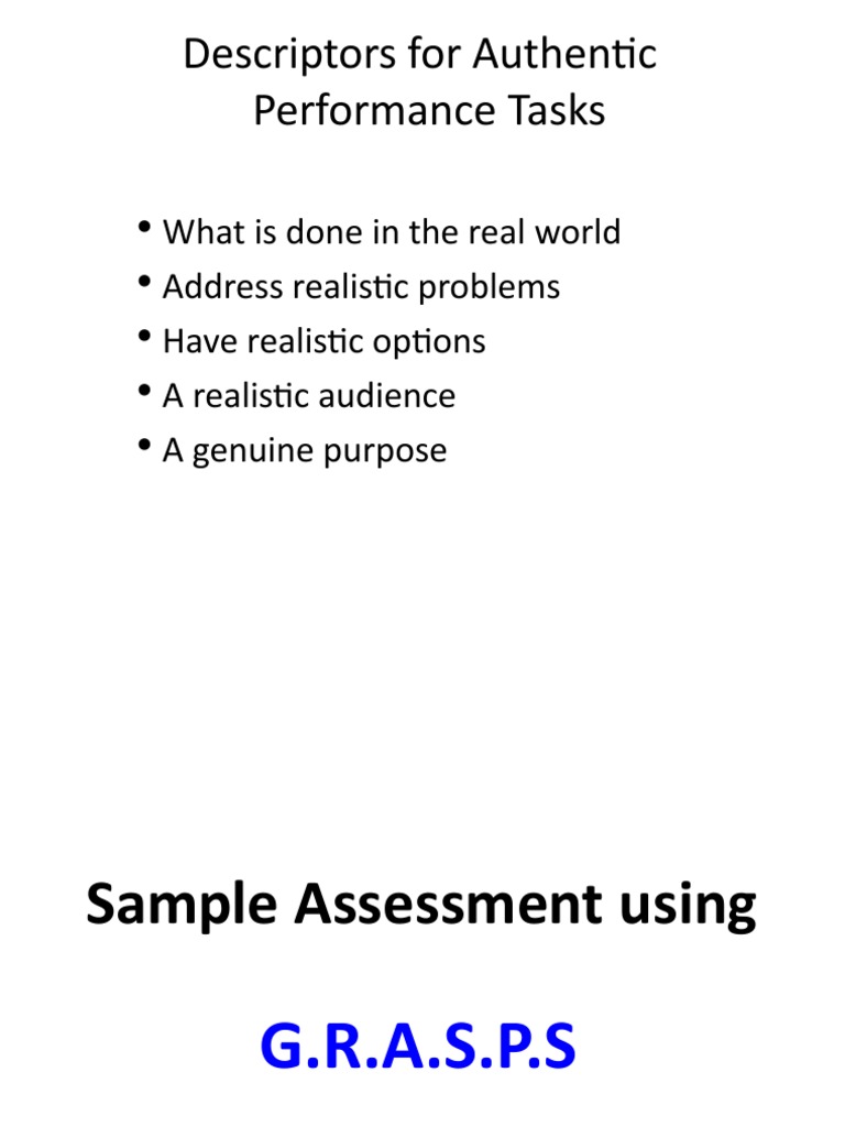 Descriptors For Authentic Performance Tasks | PDF | Rubric (Academic ...