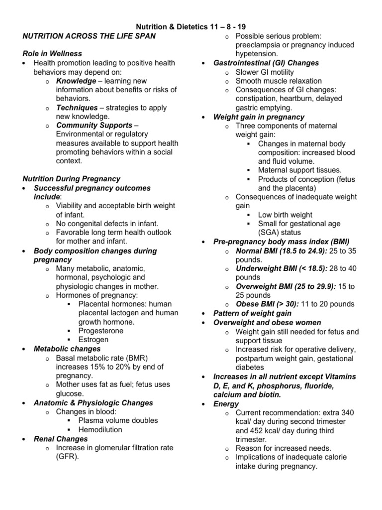 Copy-Nutrition Across The Life Span | PDF | Breast Milk | Pregnancy