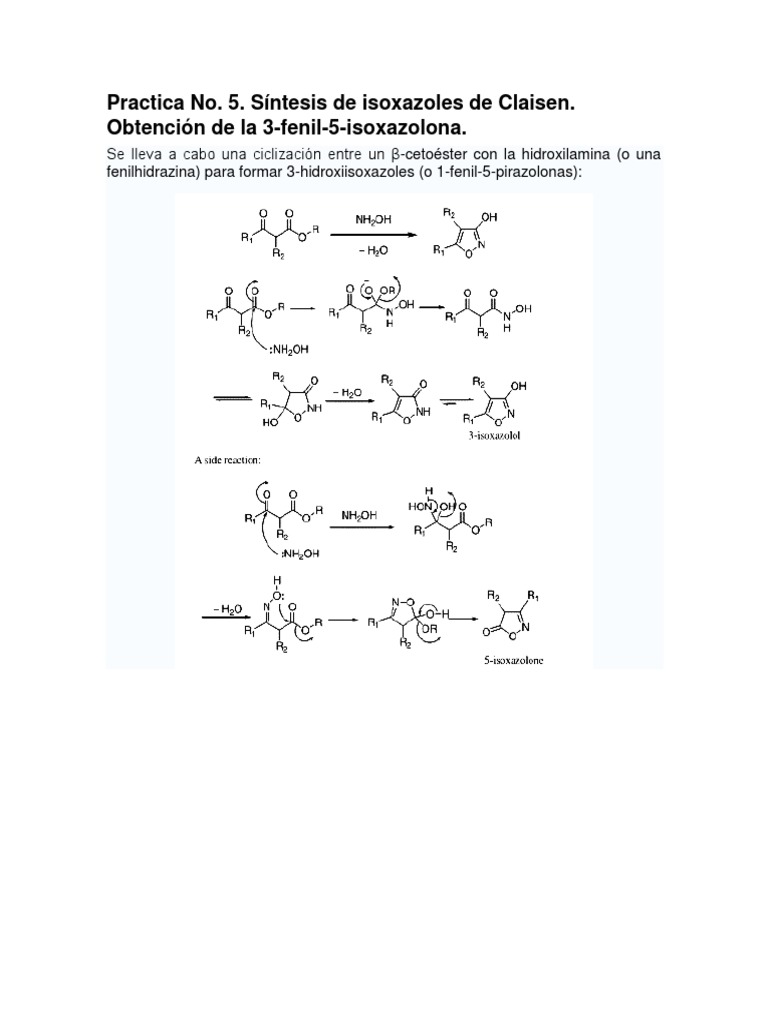 Practica No 5 Síntesis De Isoxazoles De Claisen Obtención De La 3