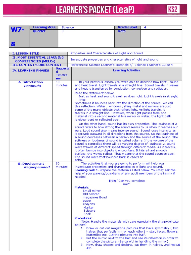 Final LeaP Sci4 Q3 W7-8379 | PDF | Mirror | Sound