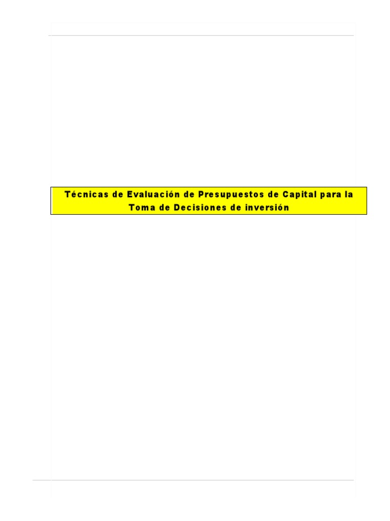 Técnicas de Evaluación de Presupuestos de Capital | Descargar gratis PDF | Tasa interna de ...