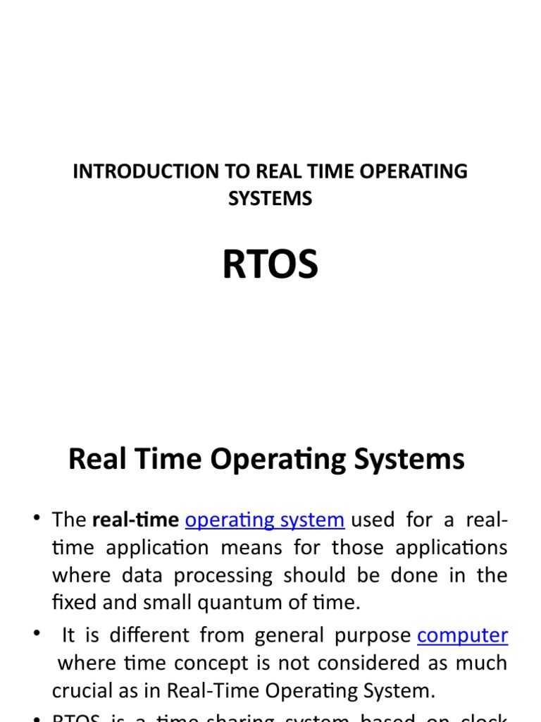 Introduction To Rtos | PDF | Scheduling (Computing) | Real Time Computing