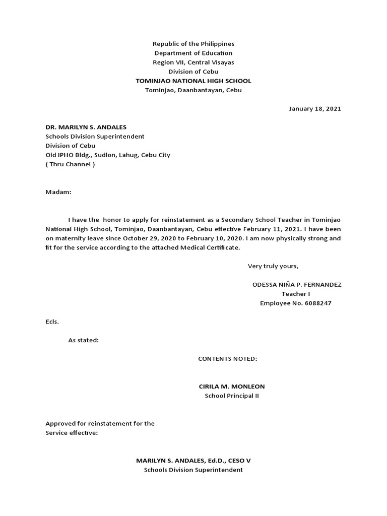 Reinstatement Letter | PDF
