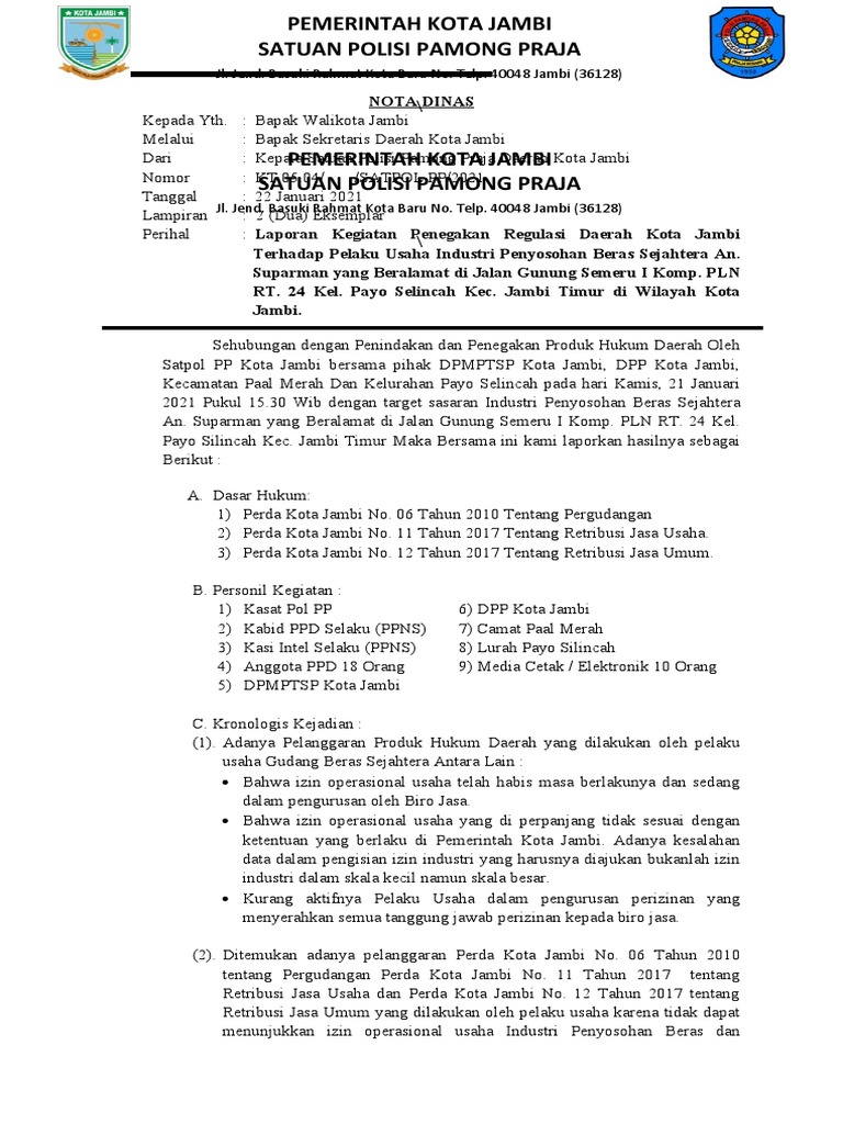 NOTA DINAS Gudang Beras | PDF | Hukum