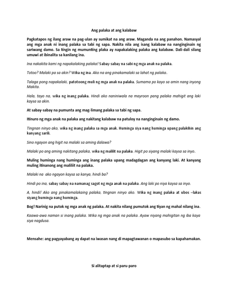 Ang Palaka at Ang Kalabaw | PDF