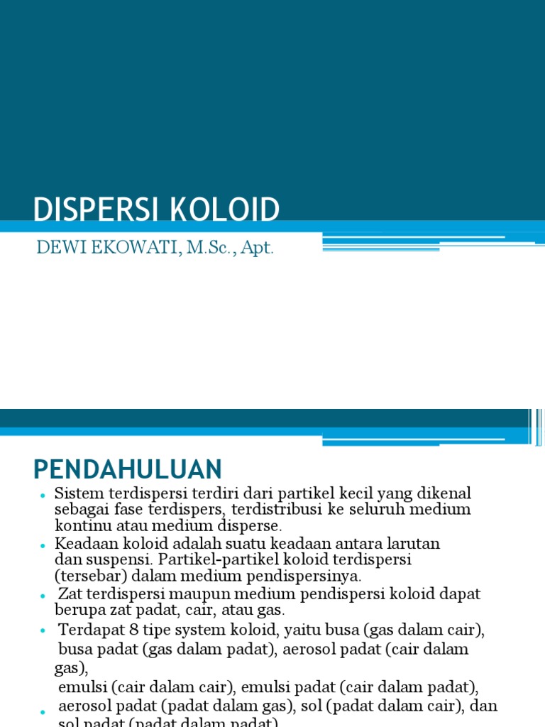 Klasifikasi dan Sifat Dispersi Koloid | PDF