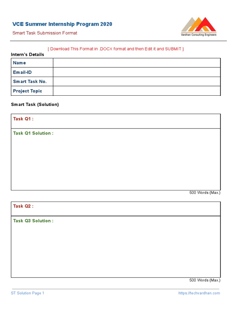 Smart Task Submission Format-1 | PDF
