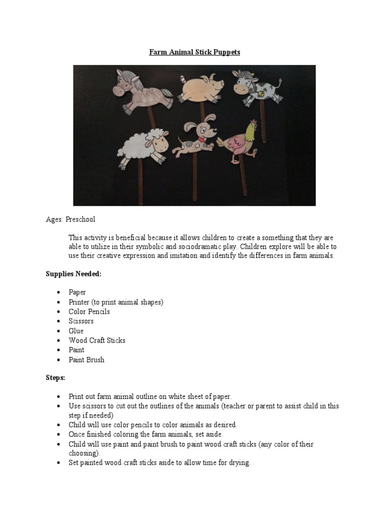 Farm Animal Stick Puppets | PDF