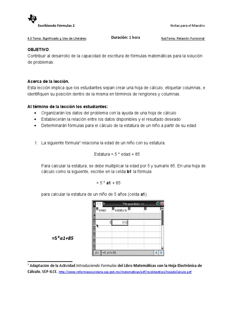 2 - Escribiendo Formulas 2 VersionMaestro | PDF | Hoja de cálculo ...