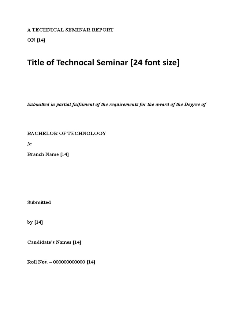 Technical Seminar Report Format | PDF | Thesis | Letter Case