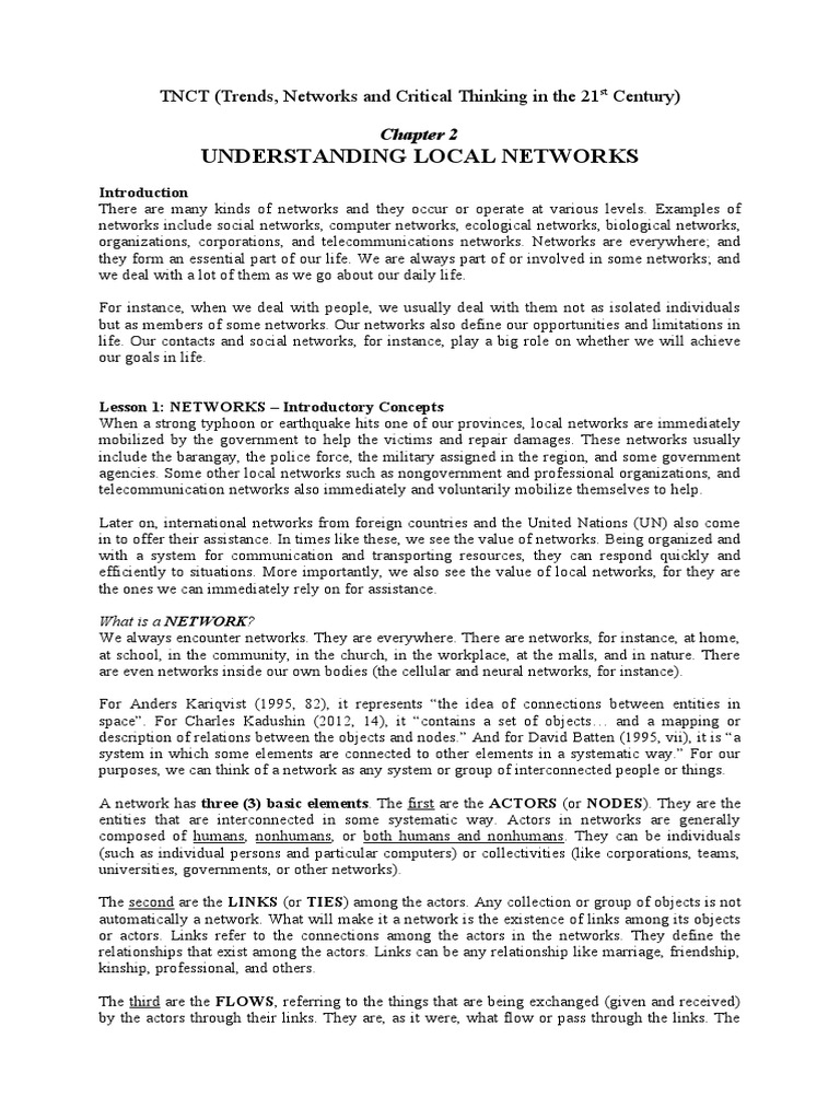 TNCT Chapter 2 Understanding Local Networks NOTES | PDF | Local Area ...