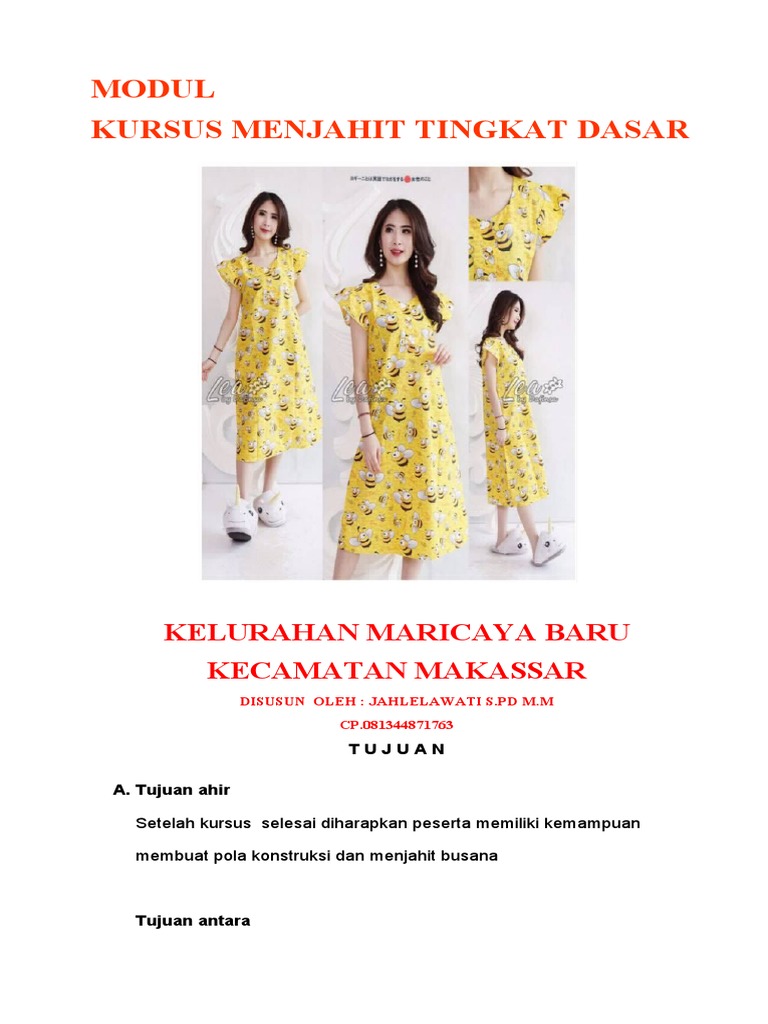 Modul Kursus Menjahit Dasar Makassar | PDF
