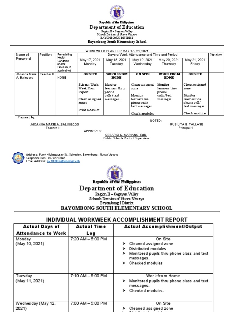Work Week Plan and Accomplishment | Download Free PDF | Computer ...