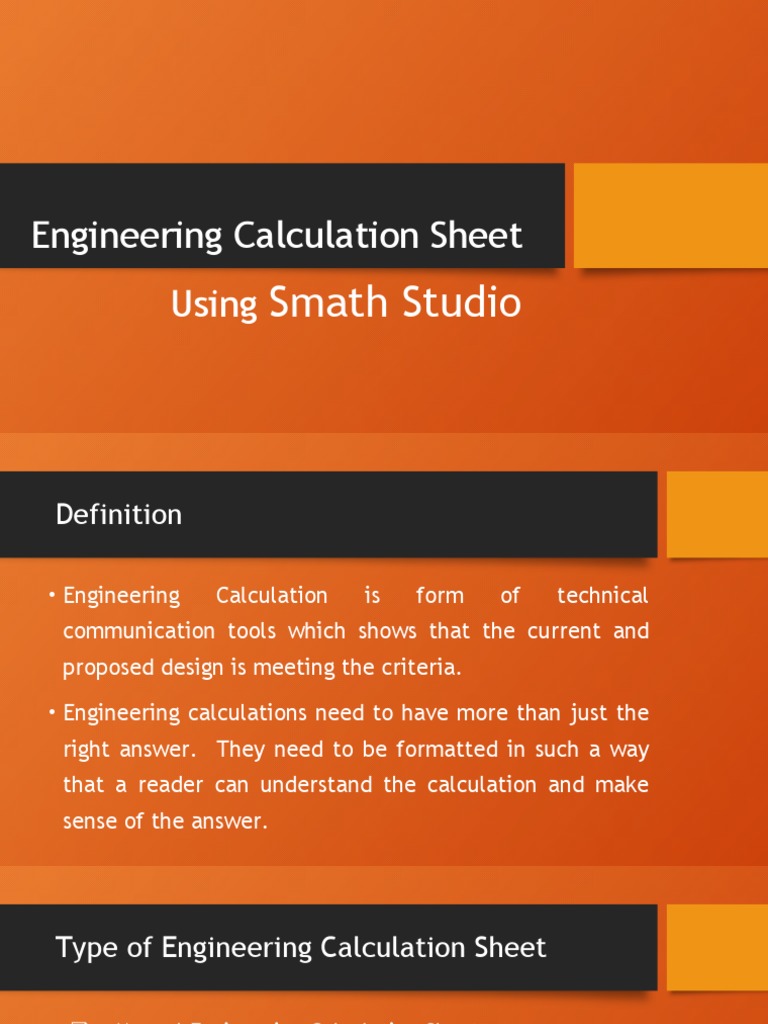 Engineering Calculation Sheet Using Smath Studio | PDF | Spreadsheet | Application Software