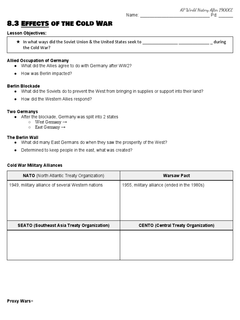 8.3 Effects of The Cold War Notes | Download Free PDF | Cold War ...
