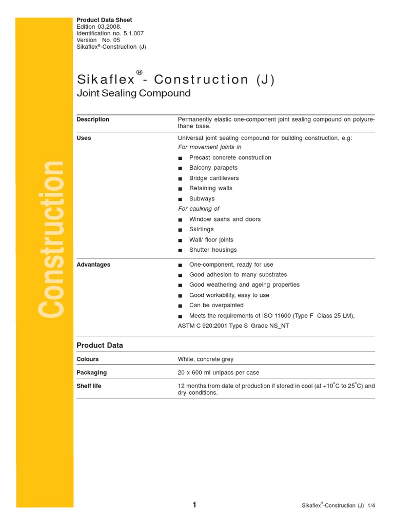 Sikaflex Construction (J) | PDF | Concrete | Building Engineering