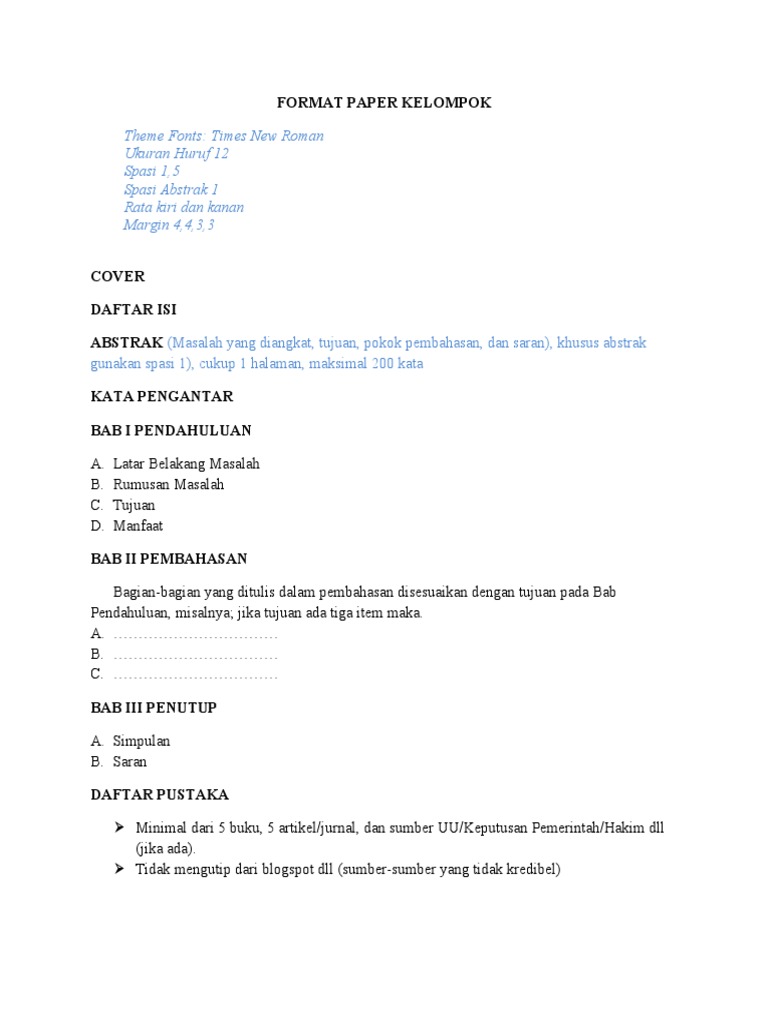 Format Penulisan Paper Kelompok | PDF