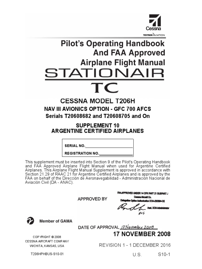 Cessna Model T206H | PDF | Airplane | Cessna