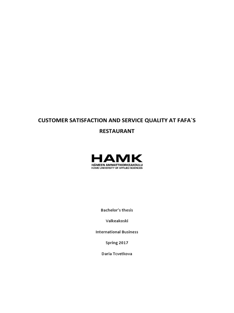 Thesis PDF | PDF | Customer Satisfaction | Customer