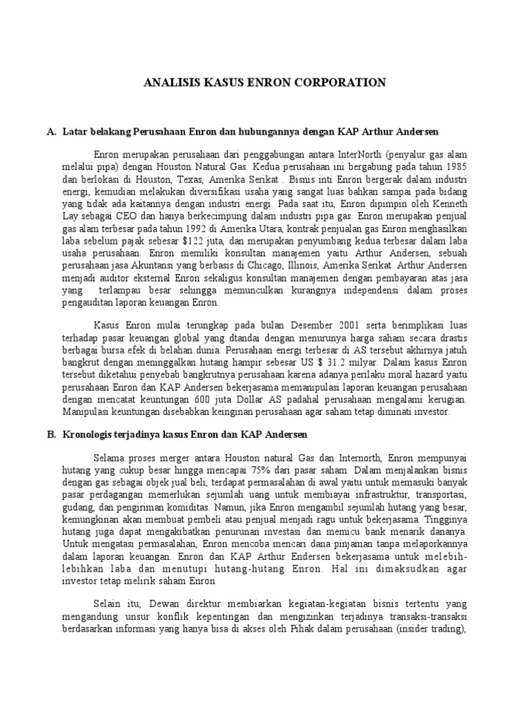 Analisis Kasus Enron Corporation | PDF