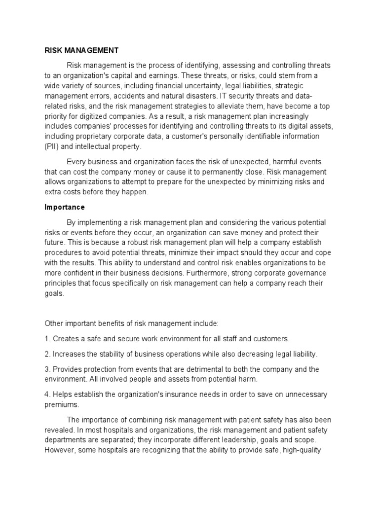 Risk Management | PDF | Risk Management | Risk