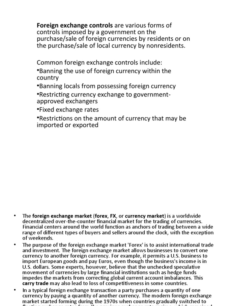 Foreign Exchange Controls Are Various Forms of | PDF | Foreign Exchange ...