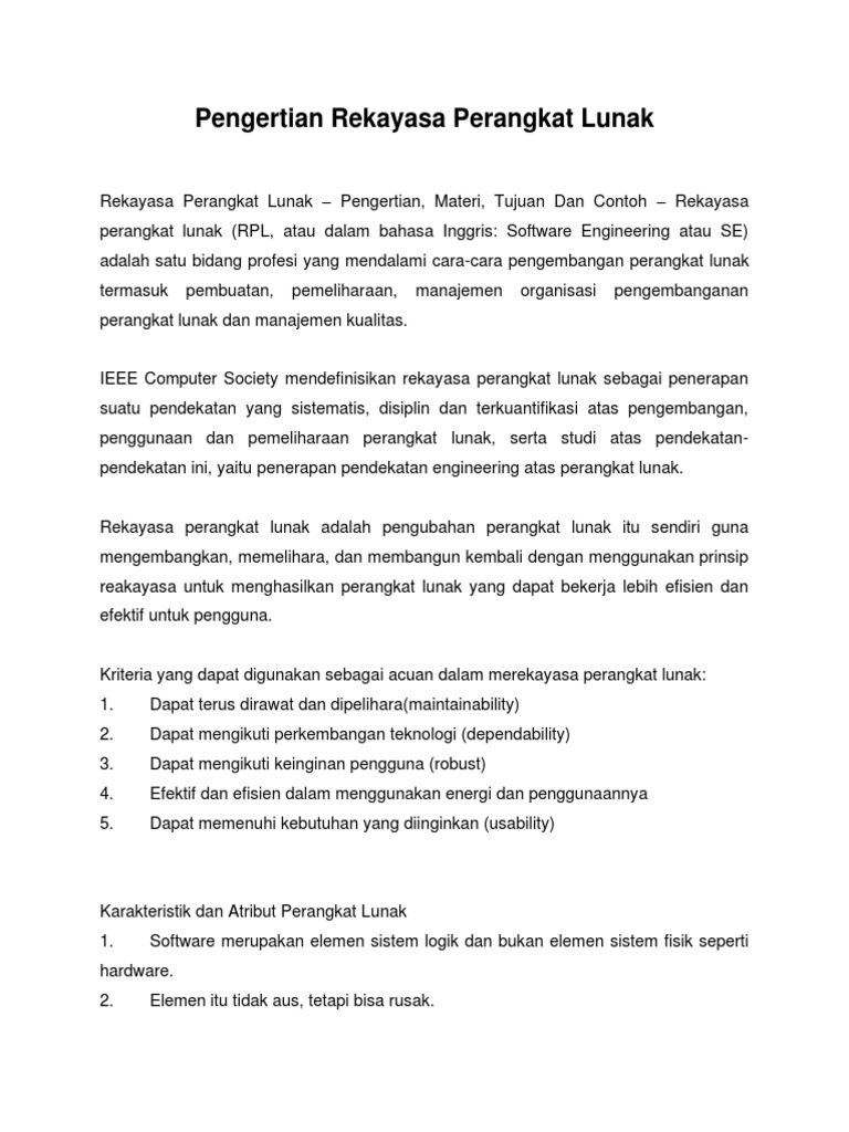Pengertian Rekayasa Perangkat Lunak | PDF