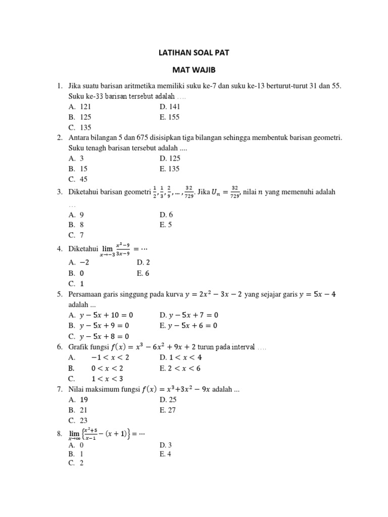 Latihan Soal Pat Xi Ipa | PDF